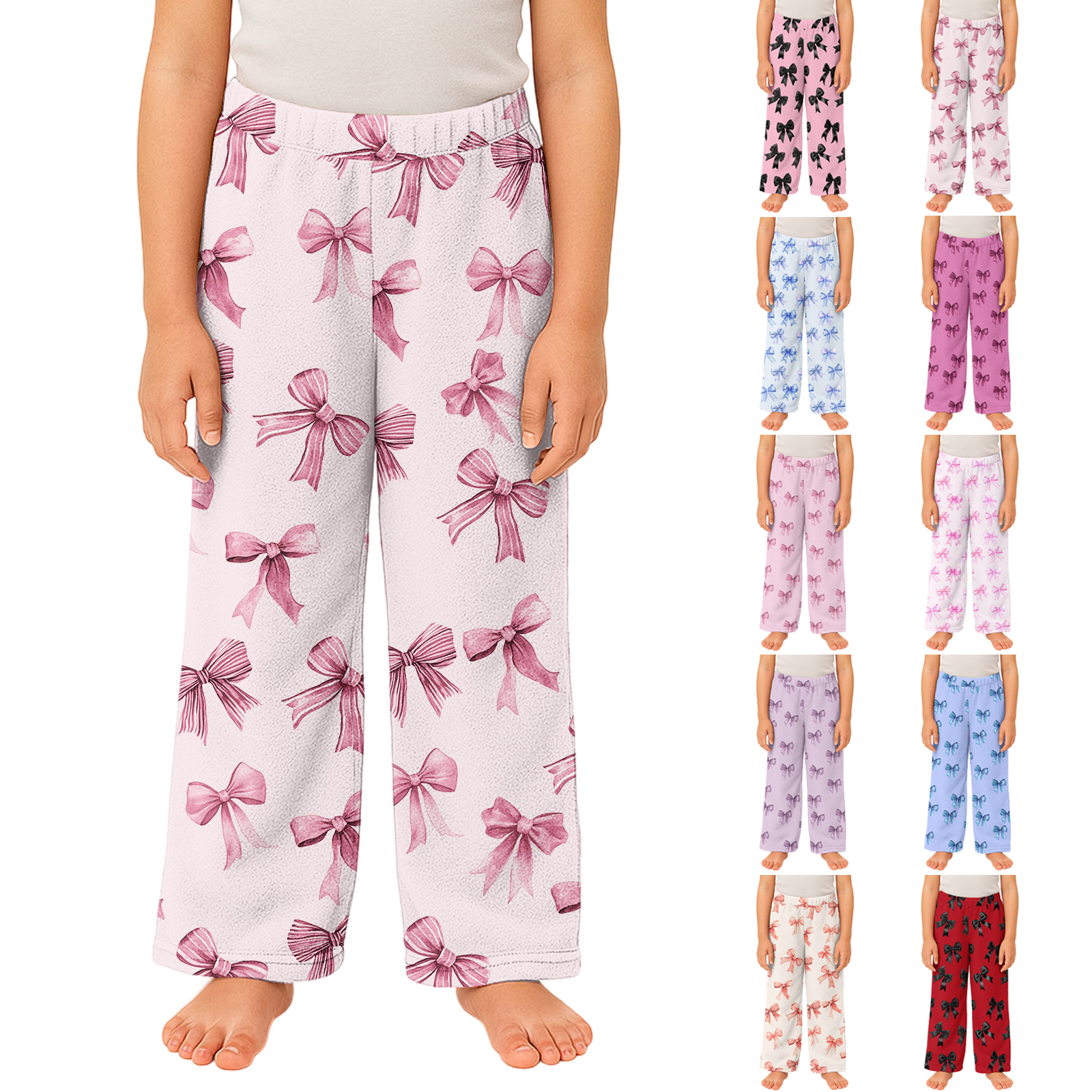 Garbnen Cute Bows Ribbons Boys Flannel Pajama Pants Elastic Waist Pj ...