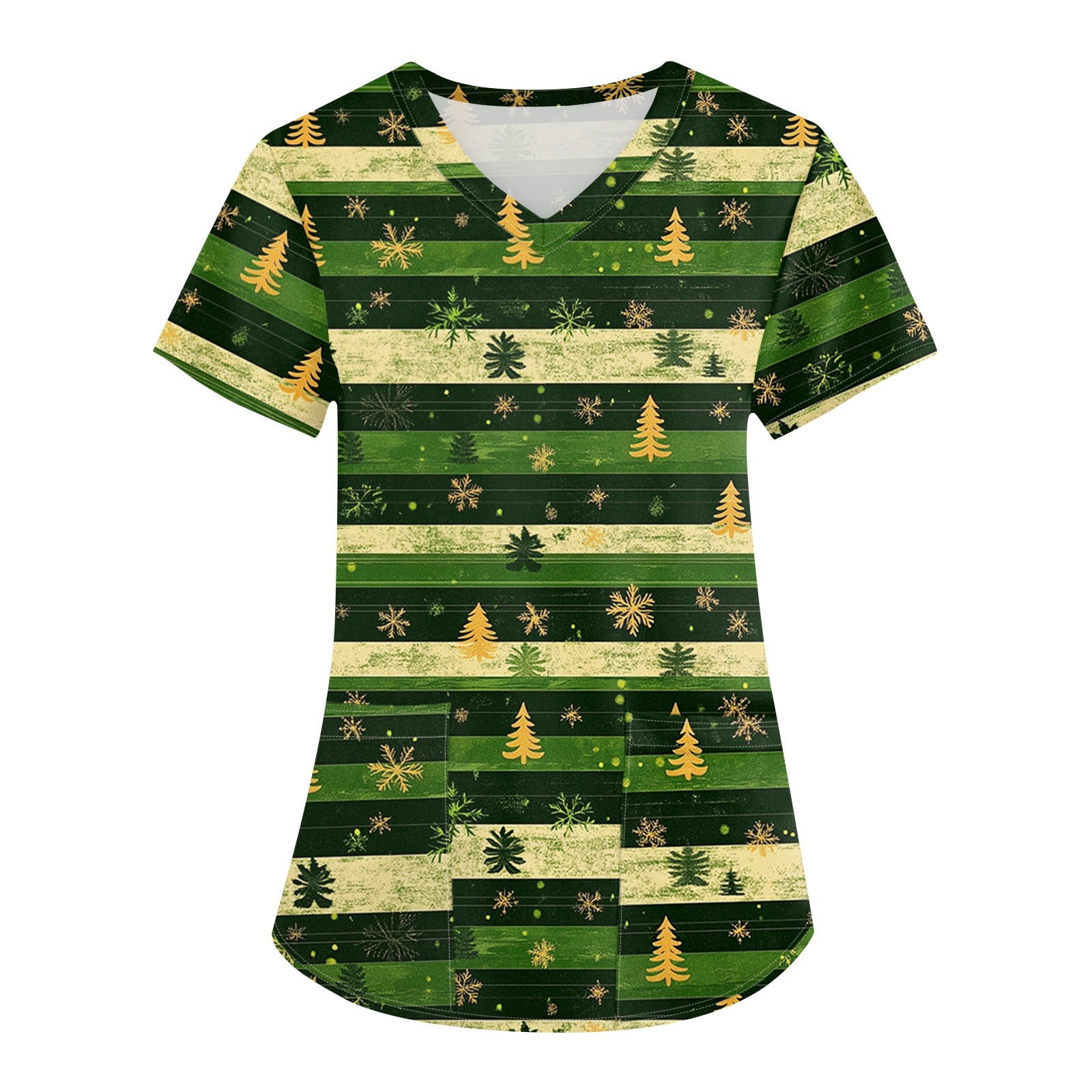 Garbnen Holiday Scrubs Tops for Women Funny Xmas Printed V Neck Short ...