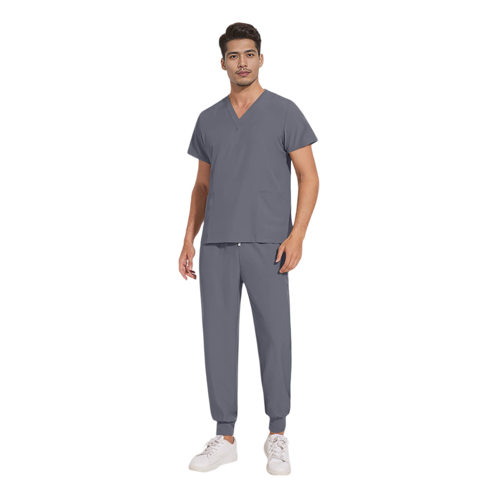 Garbnen Medical Uniform Men's Scrubs Set Stretch V-Neck Scrub Shirts ...