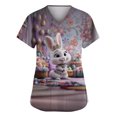 Garbnen Scrub Tops Women Easter Rabbit Egg Scrubs for Women V Neck Plus ...