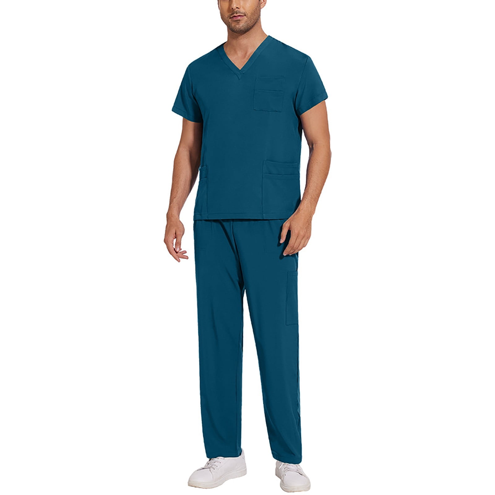Garbnen Scrubs for Men Set Medical Uniform Stretch V-Neck Scrub Shirts ...