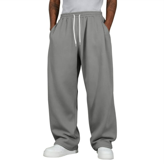 Garbnen Sweatpants Mens Drawstring Wide Leg Men's Trousers Loose Fit ...