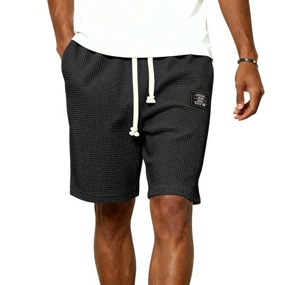 Garbnen Sweatshorts for Men Waffle Knit Drawstring Men's Shorts Casual ...