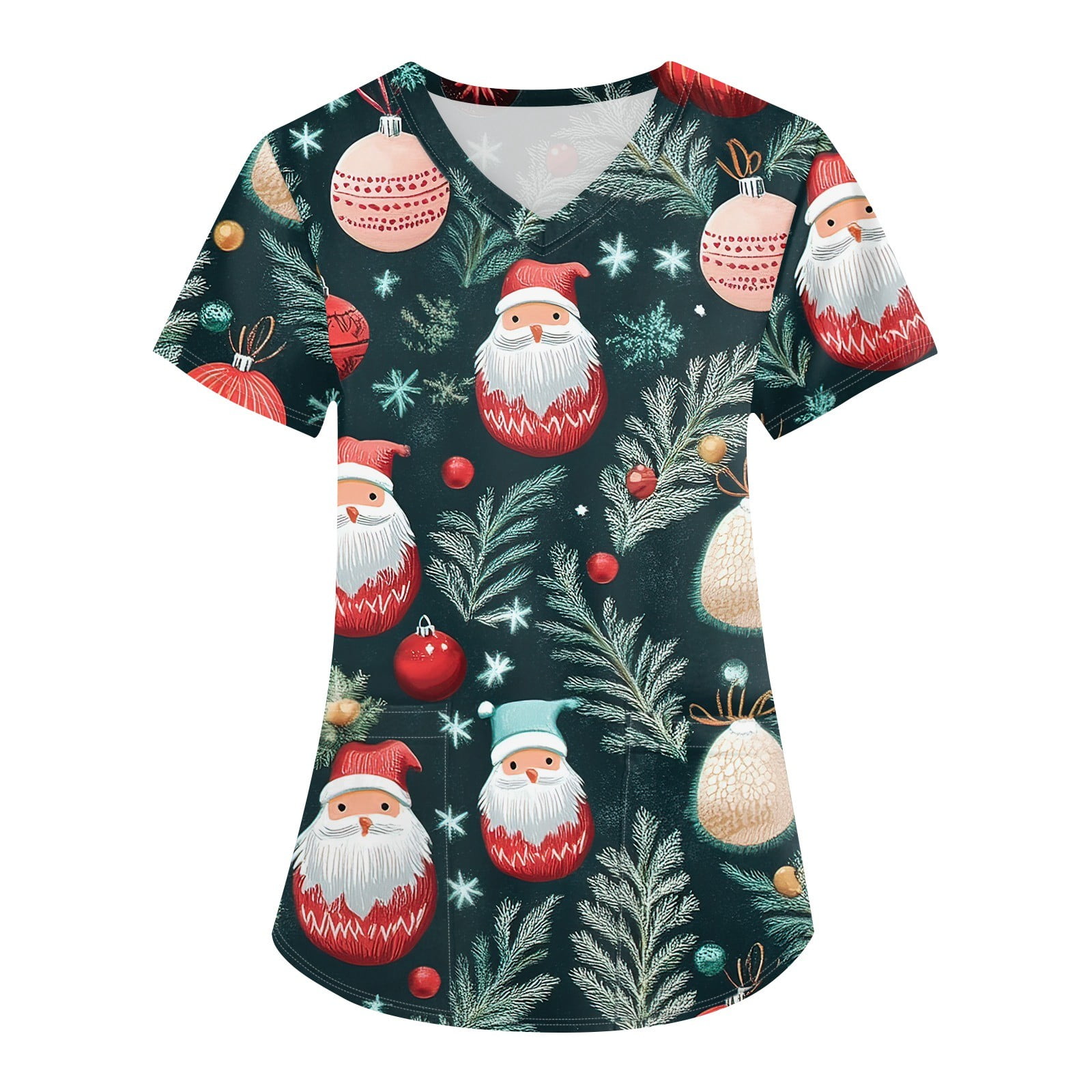 Garbnen Thanksgiving Scrubs Tops for Women Funny Xmas Printed V Neck ...
