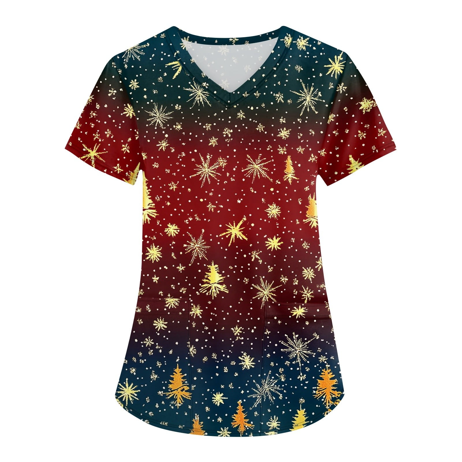 Garbnen Thanksgiving Scrubs for Women Funny Xmas Printed V Neck Short ...