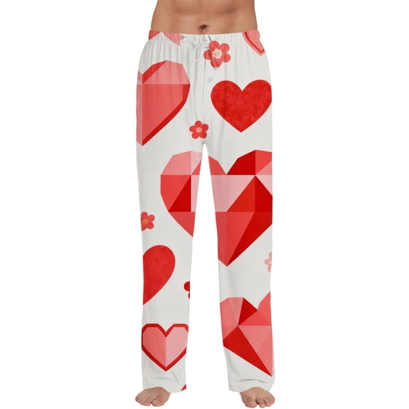 Garbnen Valentines Pajama Pants Men Love Heart Print Straight Leg Men's ...