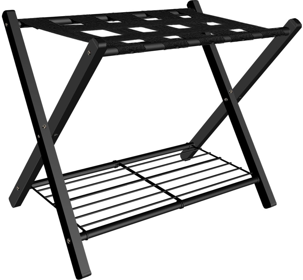 Garbuildman Foldable Luggage Rack, Heavy-Duty Black Steel - Ideal for ...