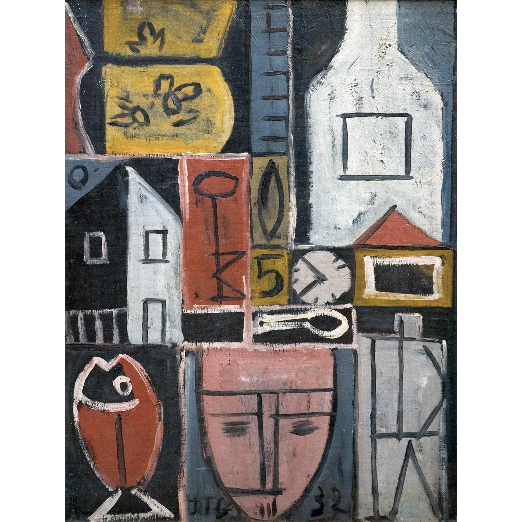 Garcia Constructivist Work Symbol Shapes Abstract Painting Extra Large ...