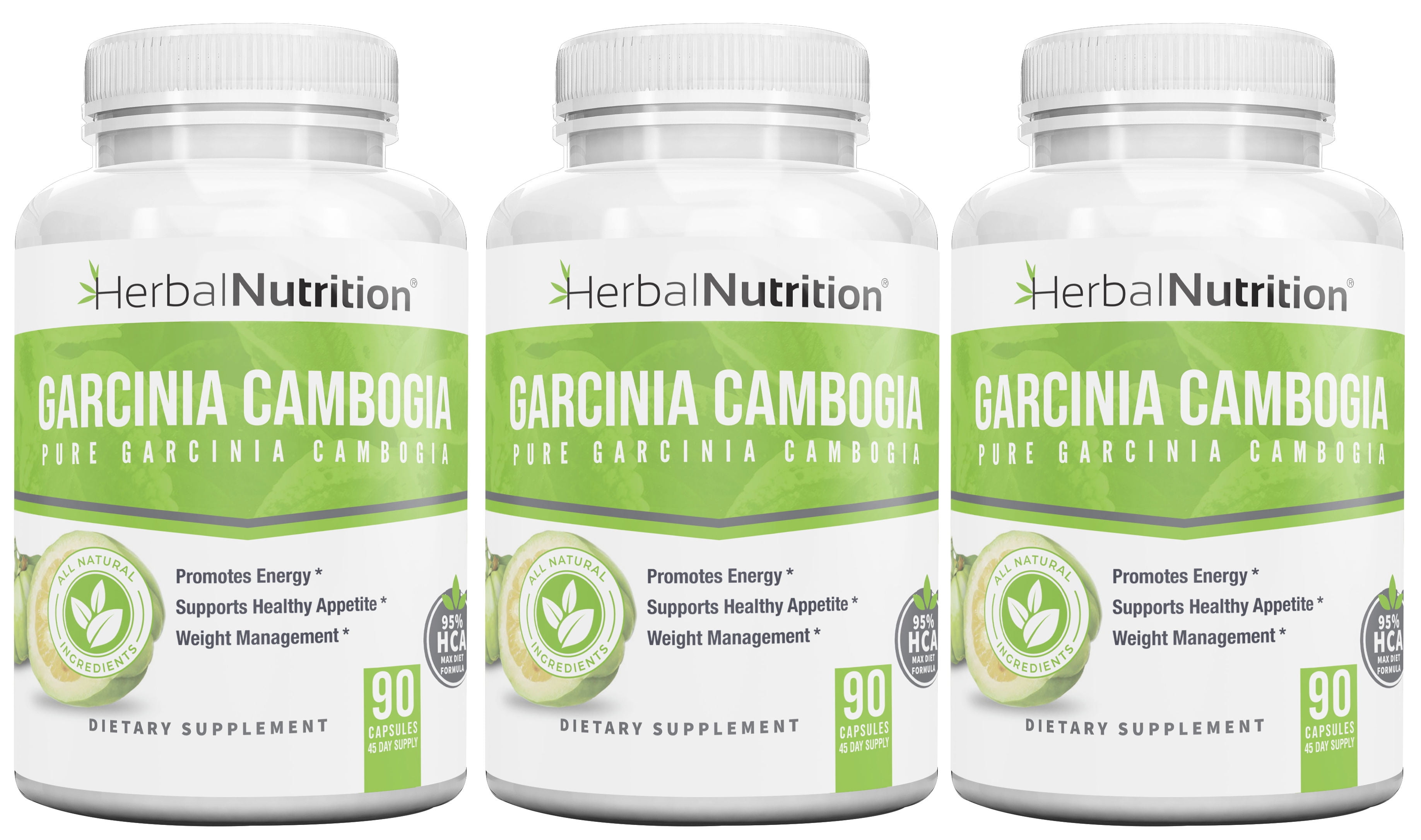 Garcinia Cambogia - 60% & 95% HCA, 700mg-2400mg, 3 Pack of 90 Count ...