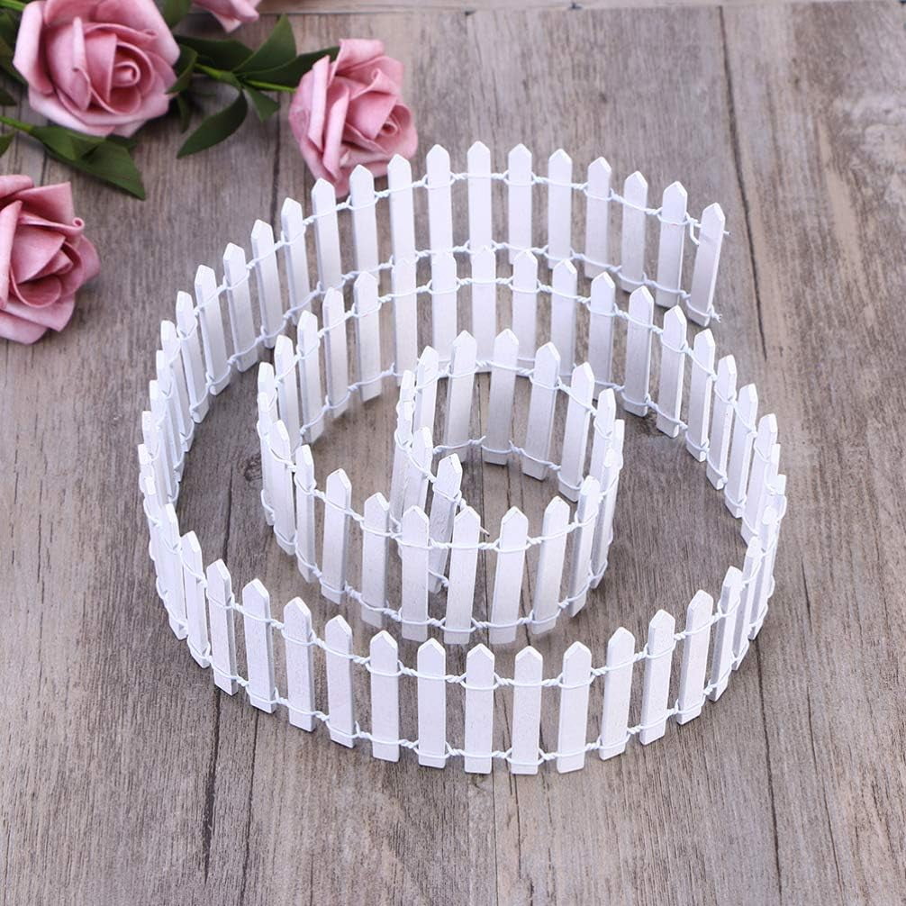 Gard mic din lemn pentru ornament de gradina, longime 102 cm, Alb, 2 ...