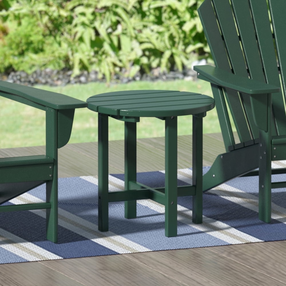 Garden 18" Inch Round Plastic Outdoor Patio Side Table, Dark Green ...