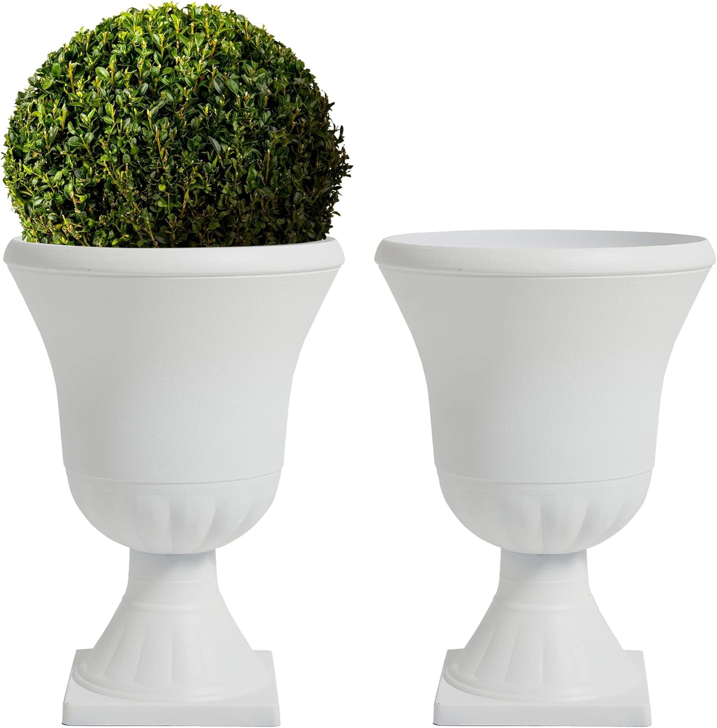 Garden 2-Pack Plastic Urn Planters - 22'' Tall Round Classic Resin ...