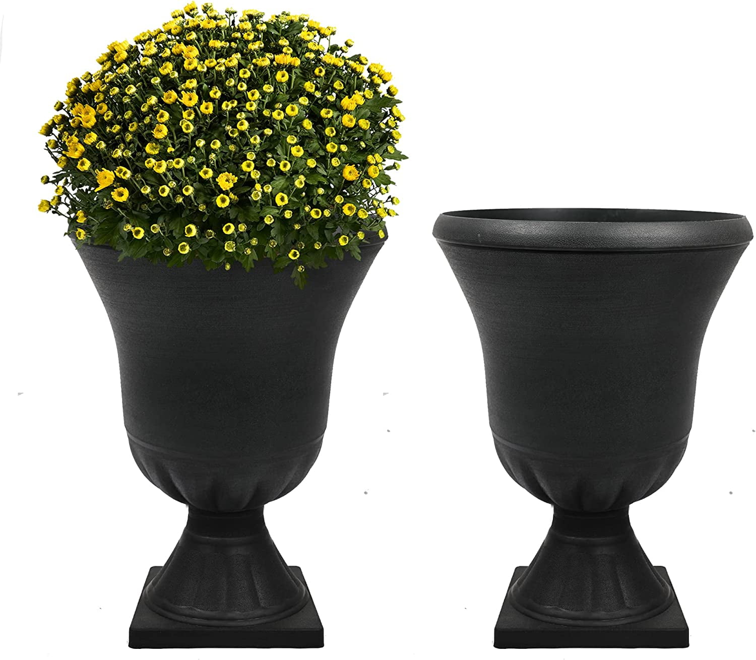 Garden 2-Pack Plastic Urn Planters for Outdoor Plants, 22'' Black Tall ...