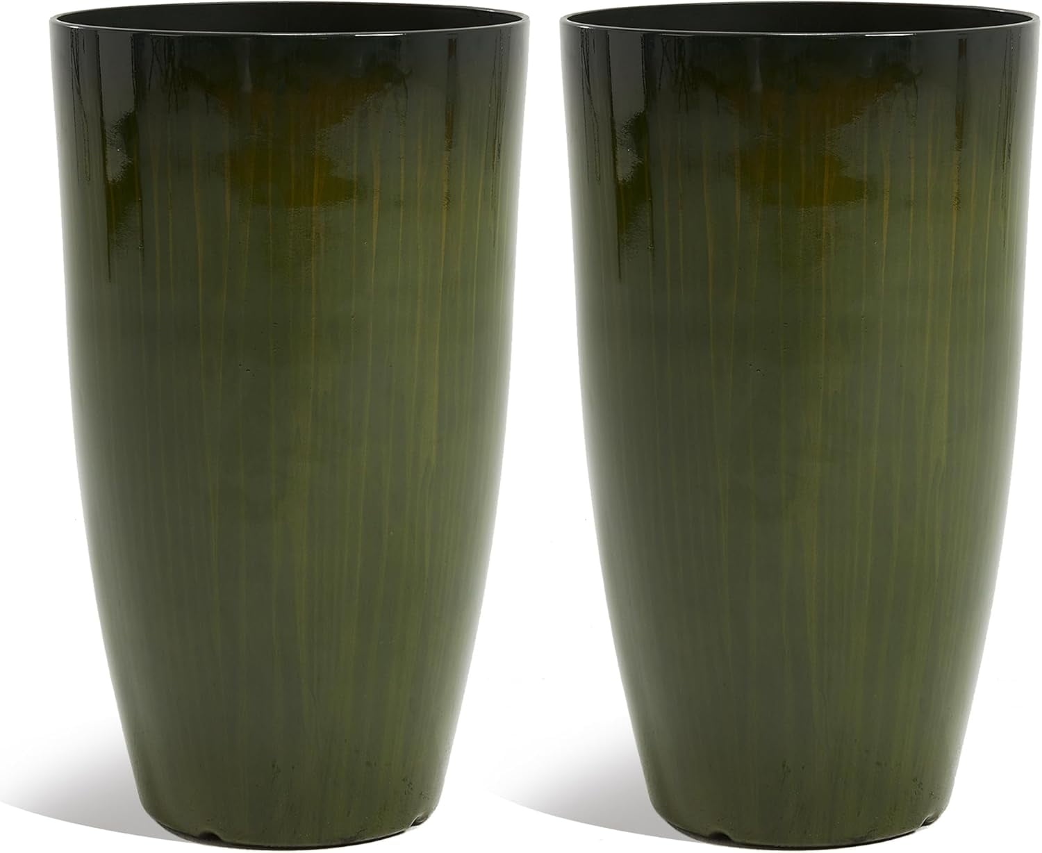Garden 20" H. Large Plastic Planters - Set of 2 Gradient Green Glossy ...