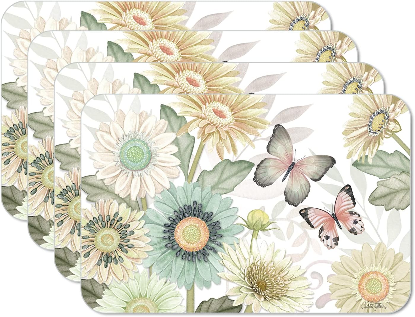 Garden 4 Pack Reversible Easy Care Flexible Plastic Placemats Made in ...
