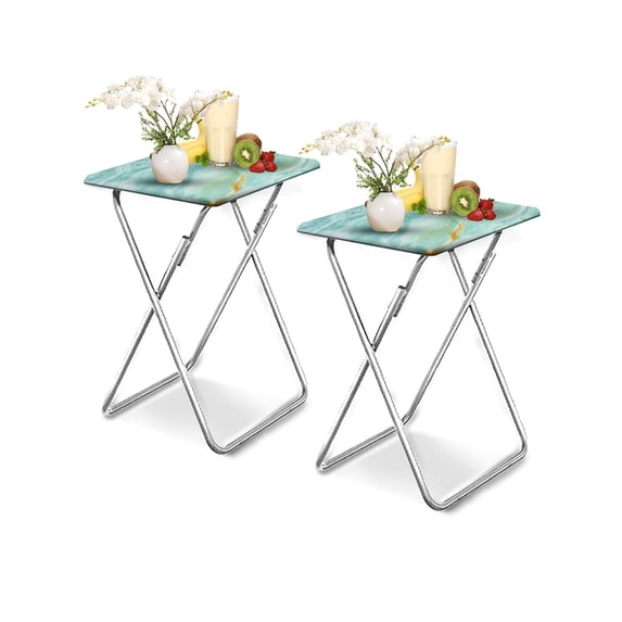 Aboxoo Folding TV Tray Table, Sea Blue, Sturdy MDF Top, No Assembly ...