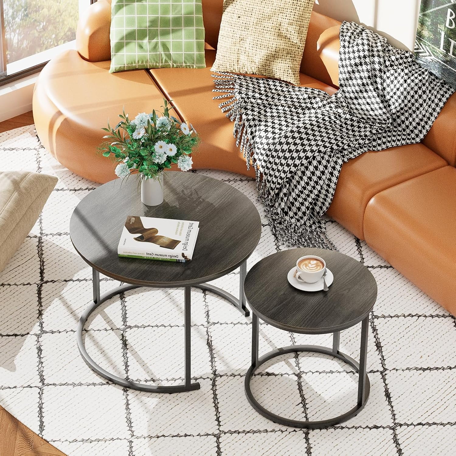 Garden 4 you Nesting Coffee Table, Round Coffee Table Set of 2, Nesting ...