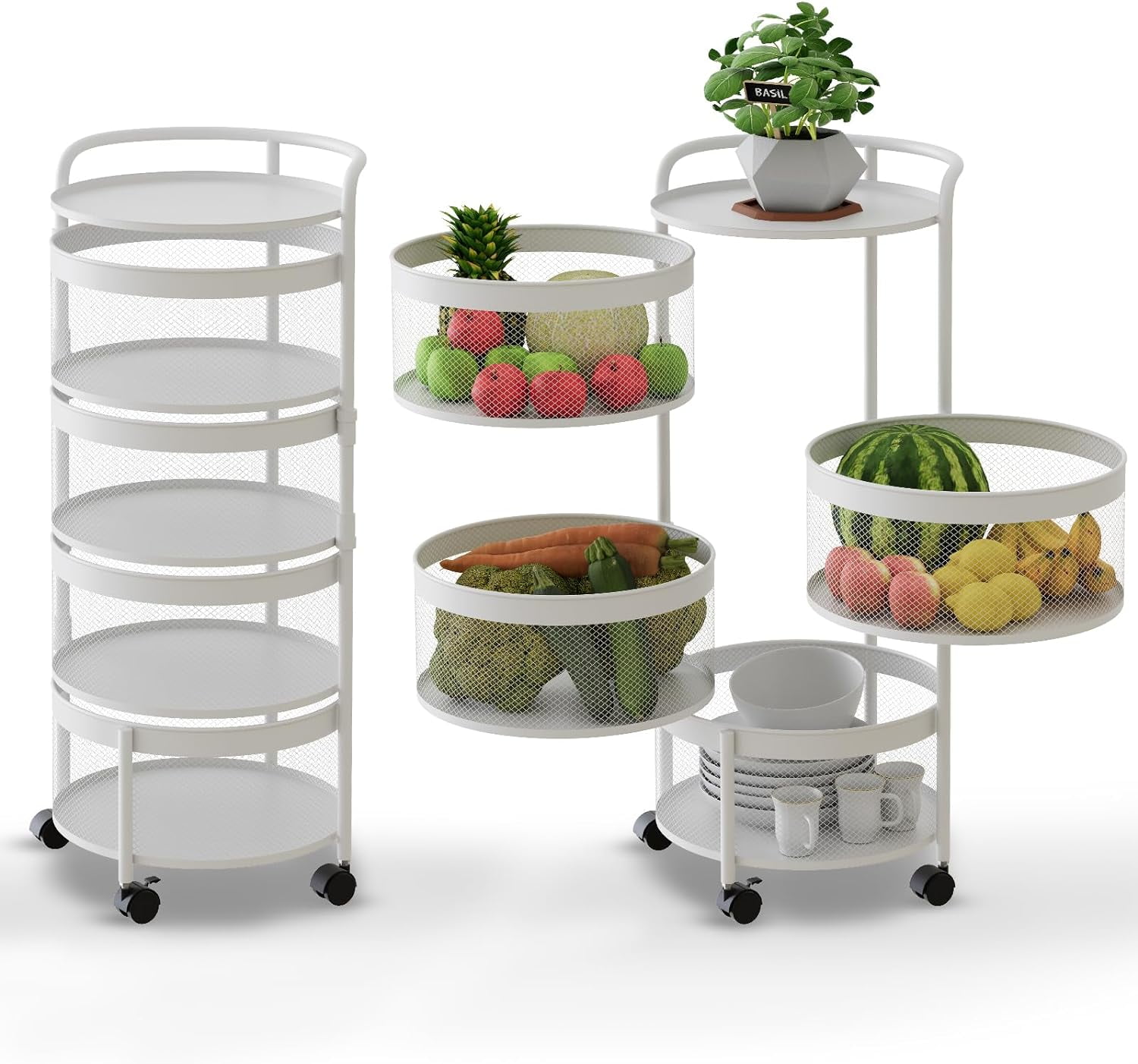Garden 4 you Rotating Kitchen Storage Shelf Rack, 360° Rotating Fruit ...