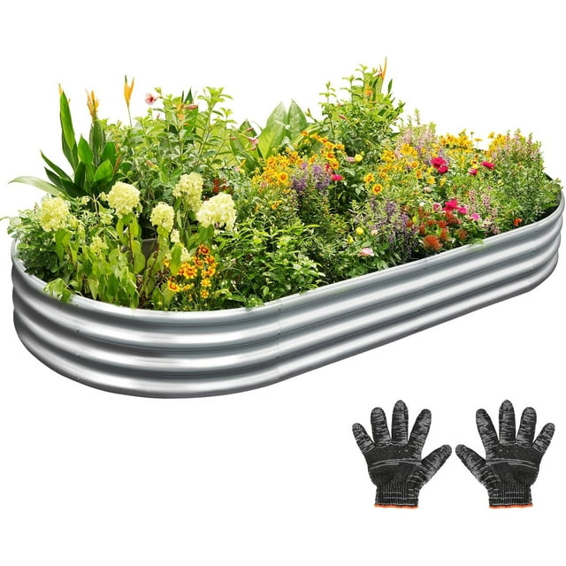 Garden 4x2x1ft Galvanized Raised Garden Bed Kit - Metal Planter Boxes ...