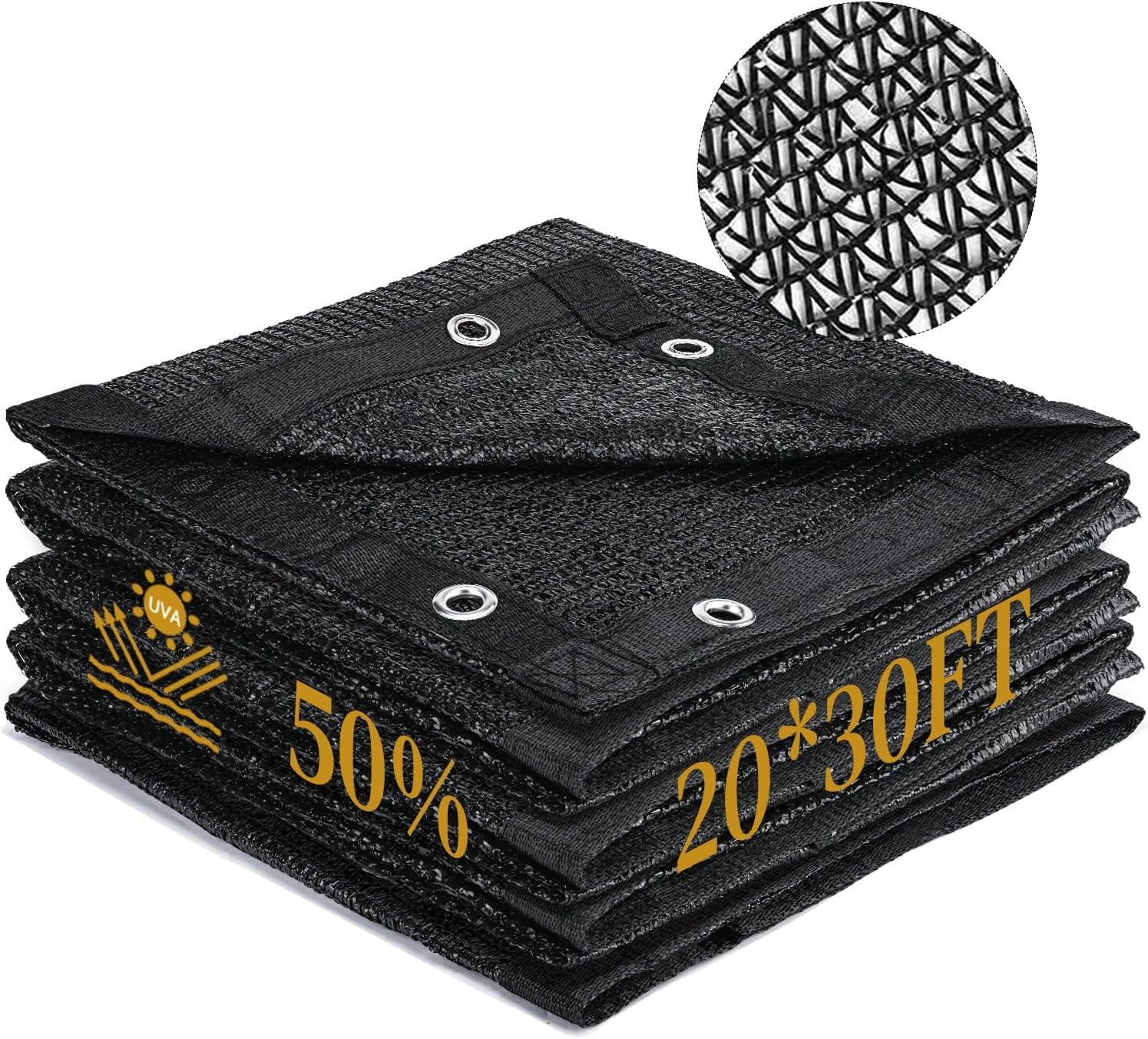 Garden 50% Shade Cloth, 20 x 30FT Sun Shade Mesh Tarp with Reinforced ...