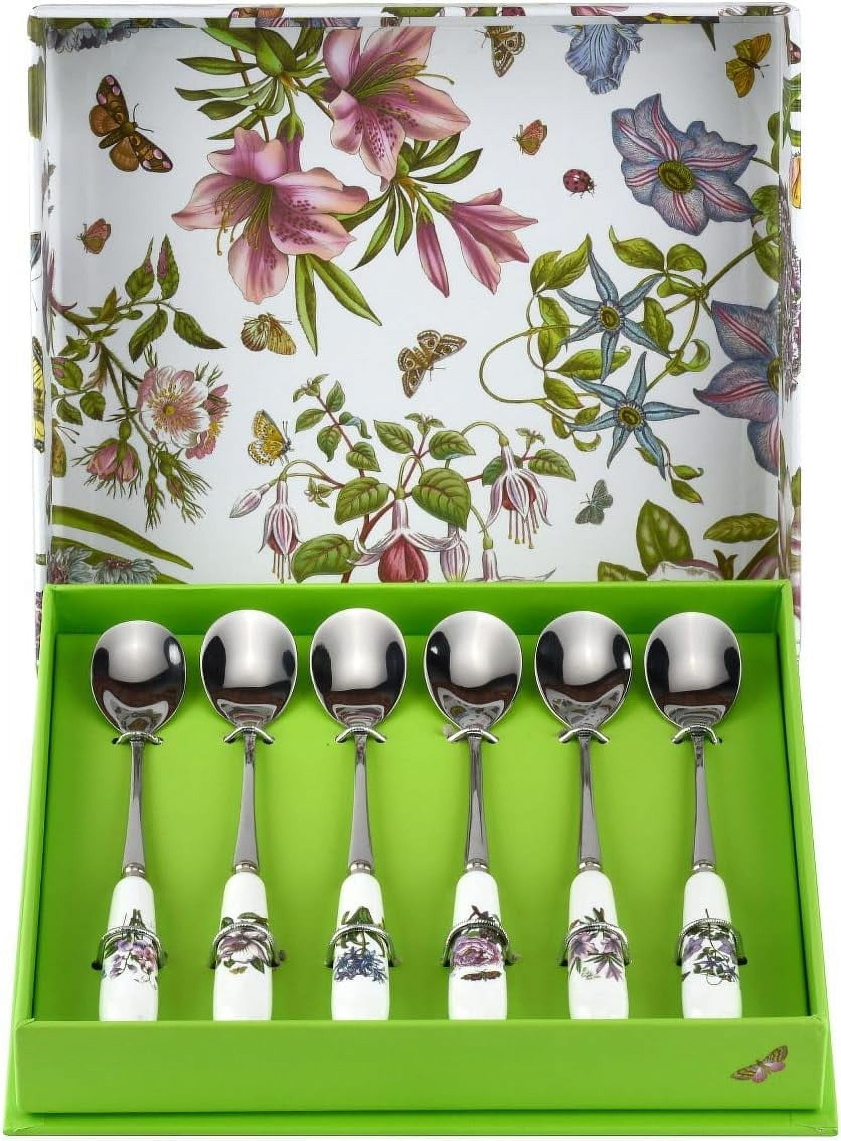 Garden 6" Teaspoons (Set of 6) - Assorted Floral Motifs, Stainless ...