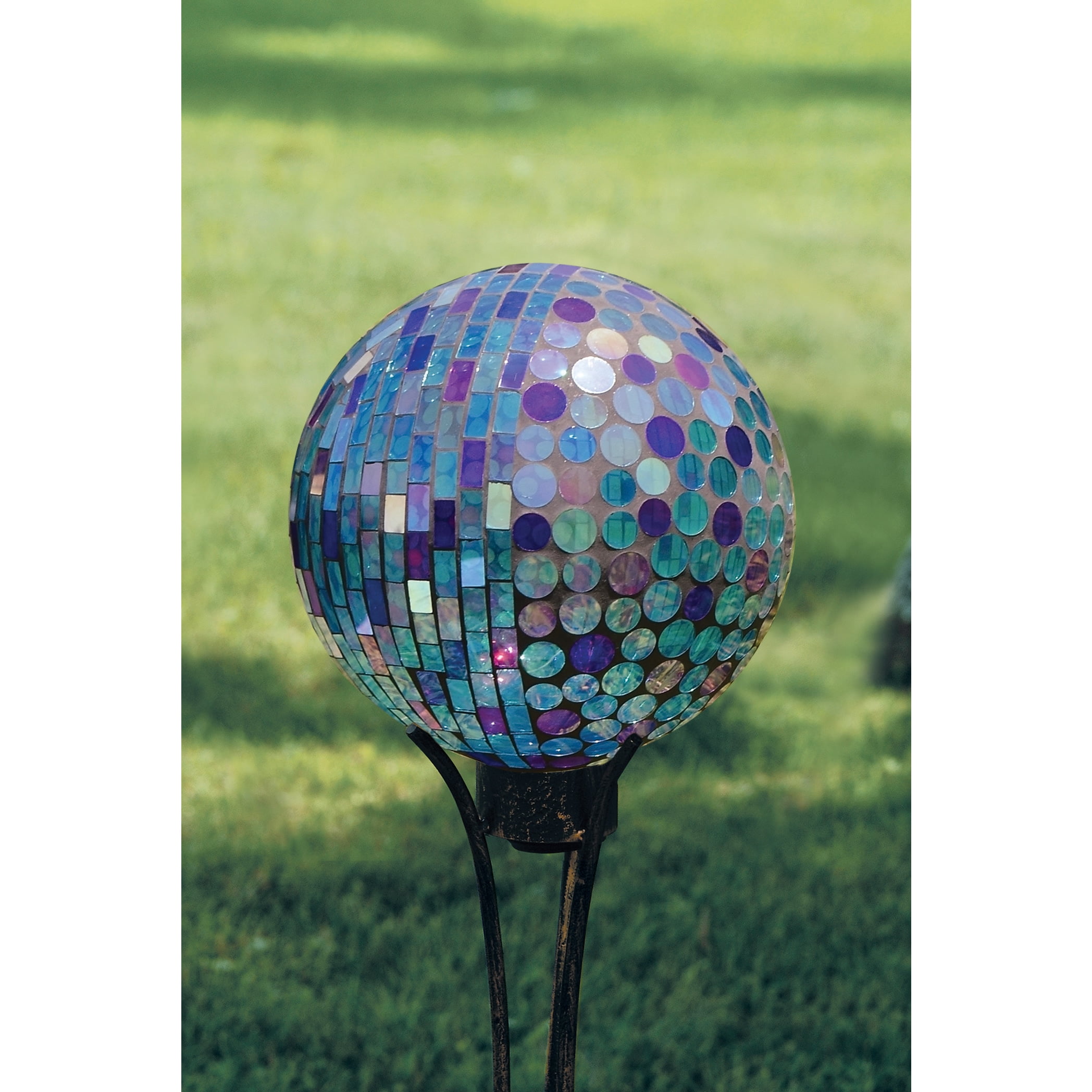 Garden Aqua Iridescense Mosaic Gazing Ball Glass Hand Blown Glass 65685 ...