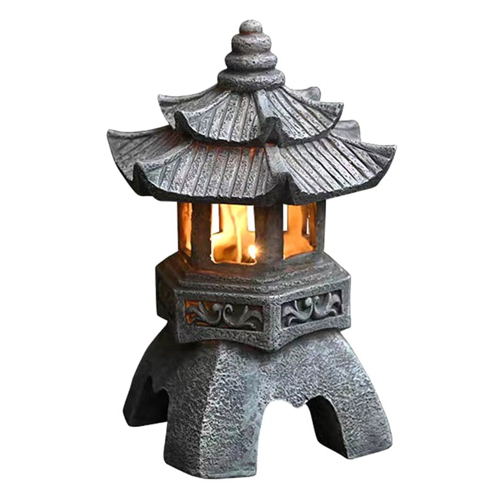 Garden Accessory Ornament Solar Powered Resin Pagoda Lantern Palace ...