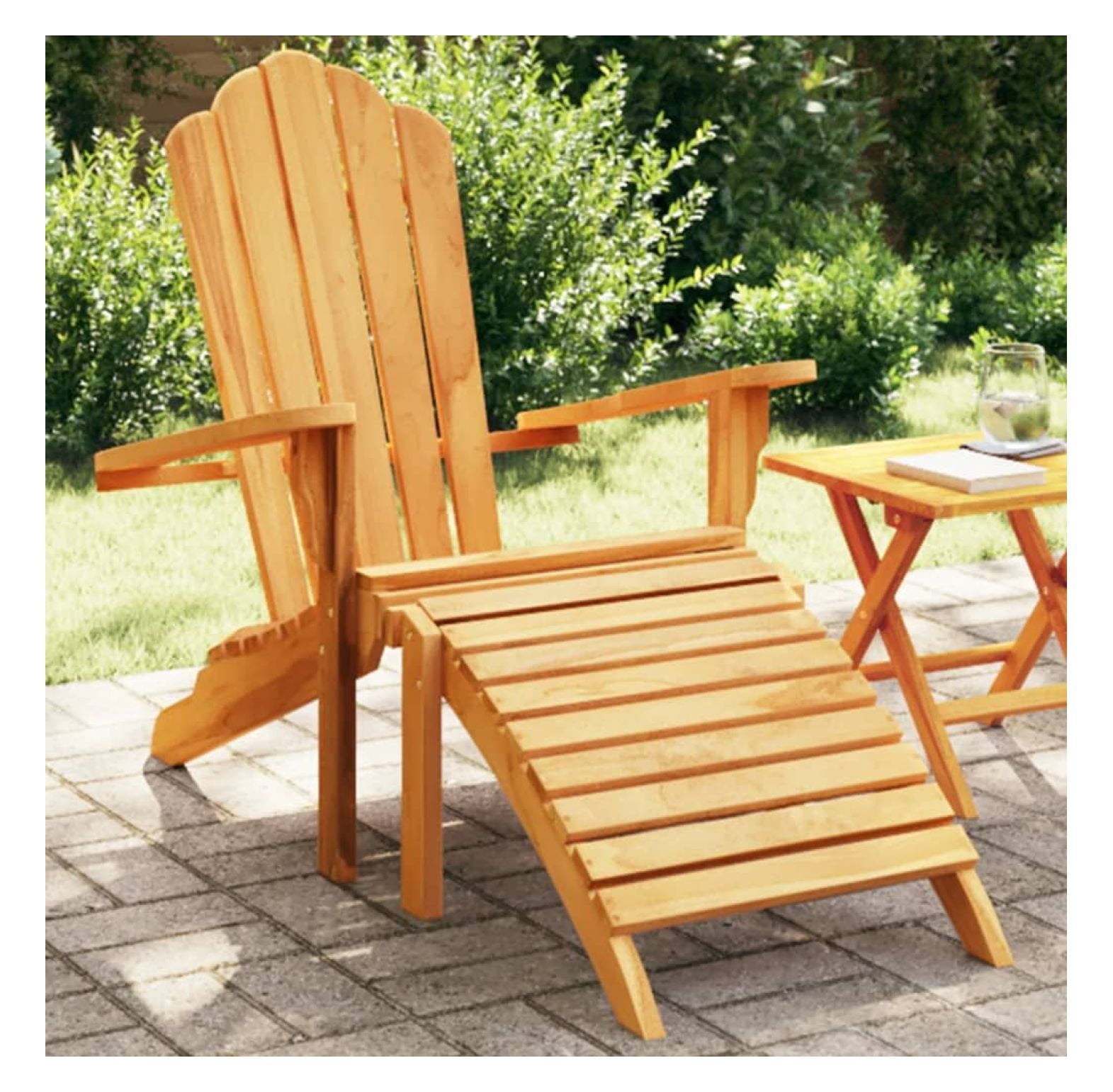 Garden Adirondack Chair With Footrest Teak Solid teak wood Standard ...