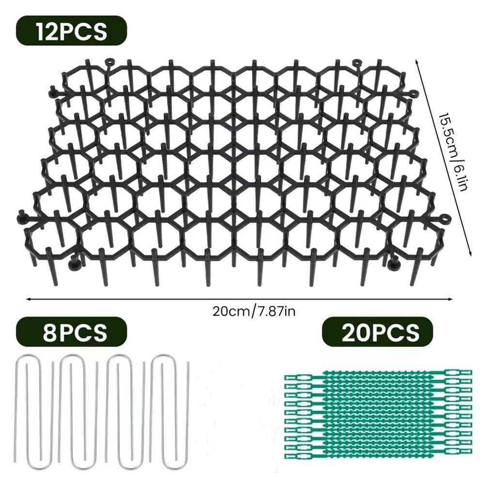 Garden Anti-Cat Prickle Mat Set with 12 Mats, 8 Ground Spikes, 20 Cable ...