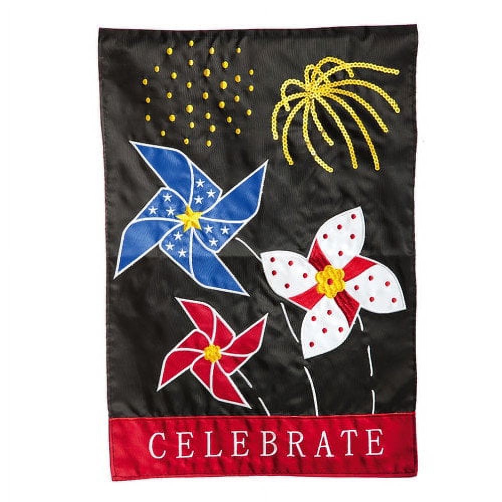 Garden Applique Patriotic Pinwheel & Firework Flag, 12.5X18X0.15 Inches ...