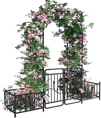 Garden Arbor with Gate and Planter Boxes, 87IN Wedding Arches for ...