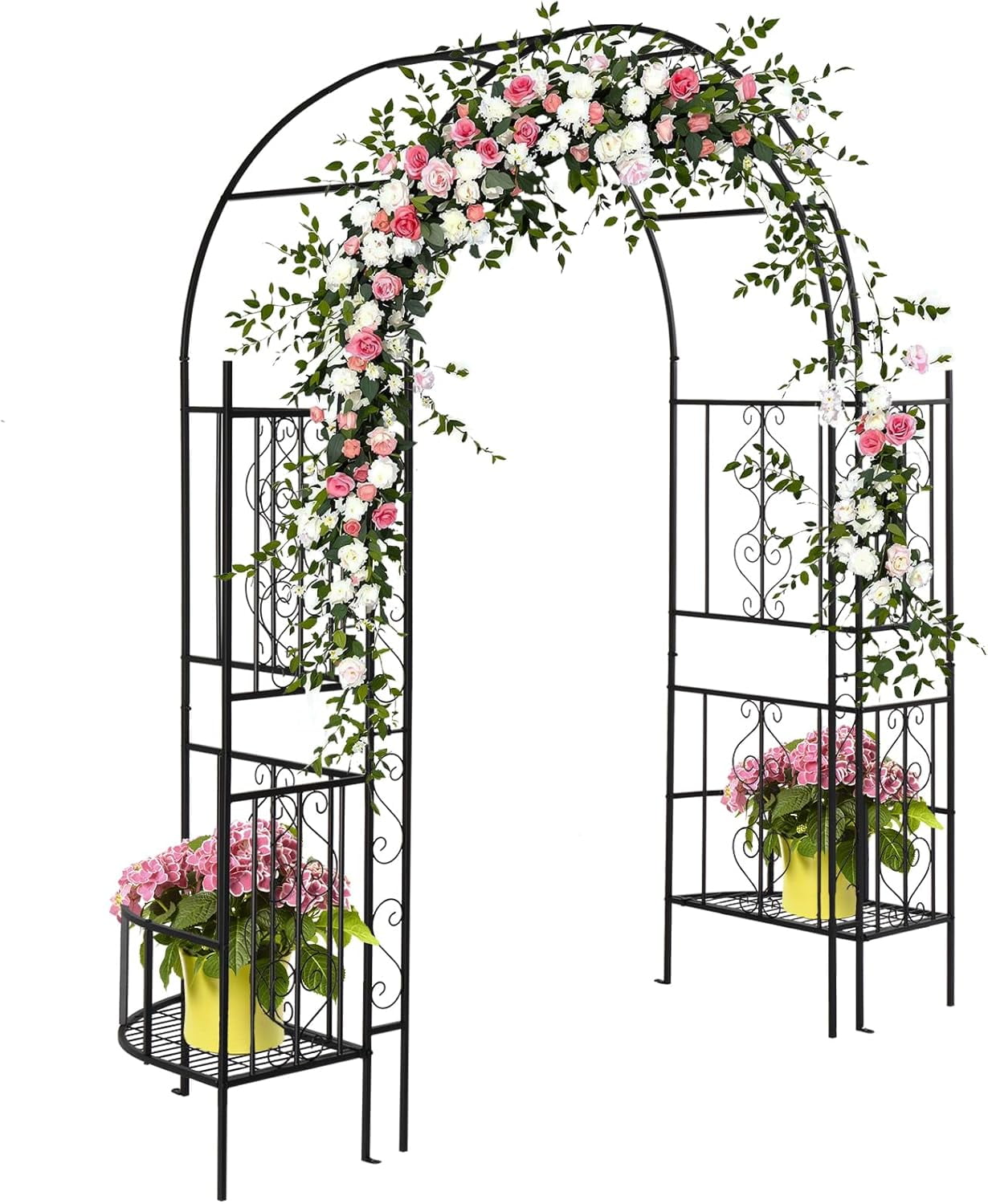 Garden Arbor with Planter Boxes, 7FT Wedding Arches for Ceremony, Metal ...