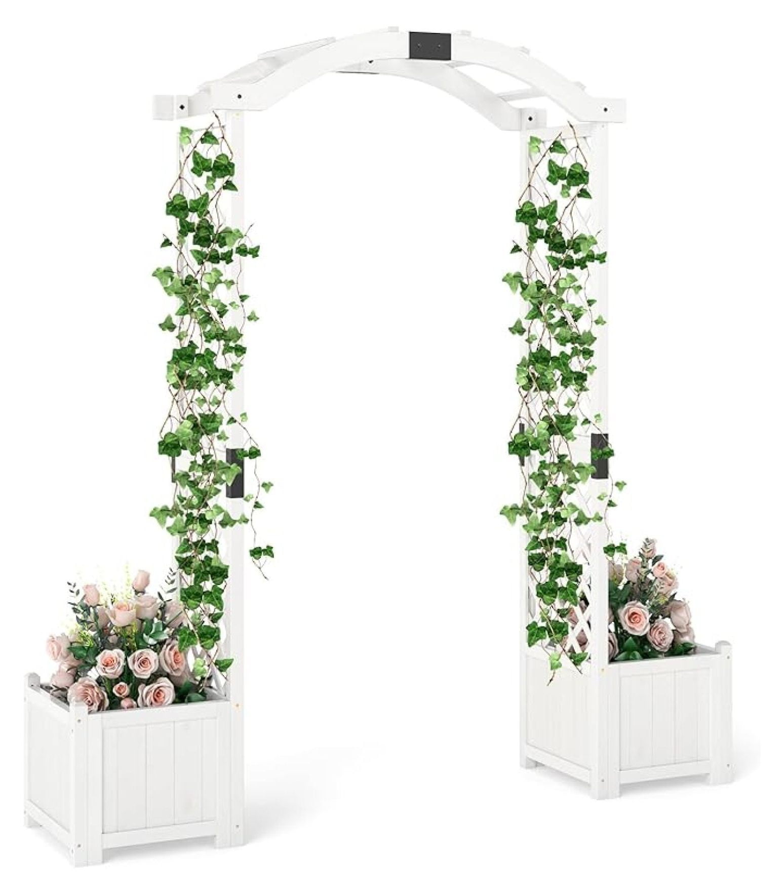 Garden Arbor with Planter Boxes, Outdoor Wedding Arch with Trellis for ...