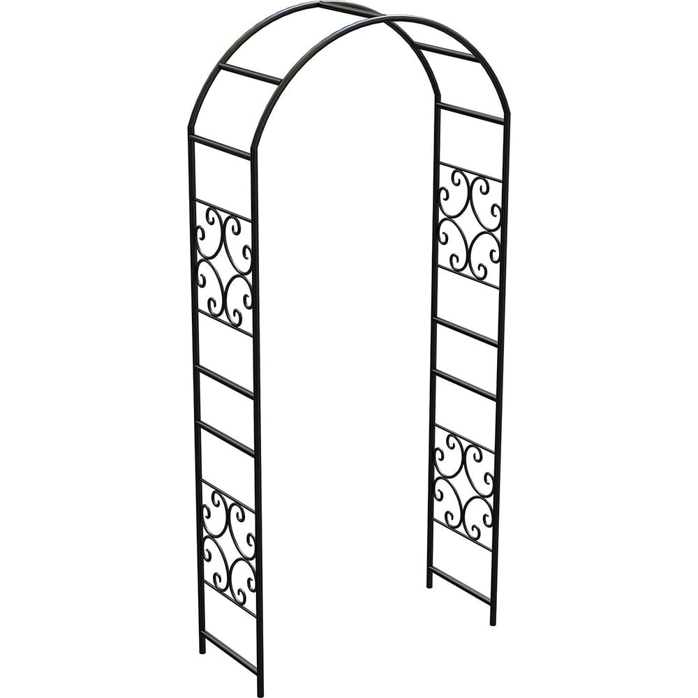 Panacea Garden Arbor with Gate, Black Steel, Powder Coated, Gated ...