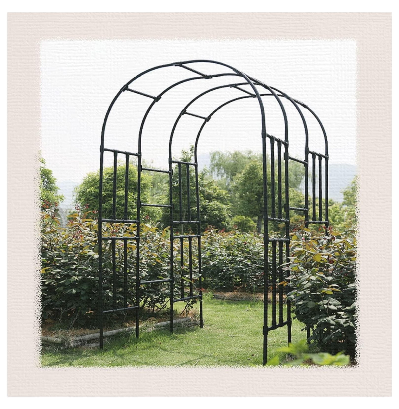 Garden Arch 7.5 Ft Height Metal Pergola Arbor Trellis for Outdoor Grape ...
