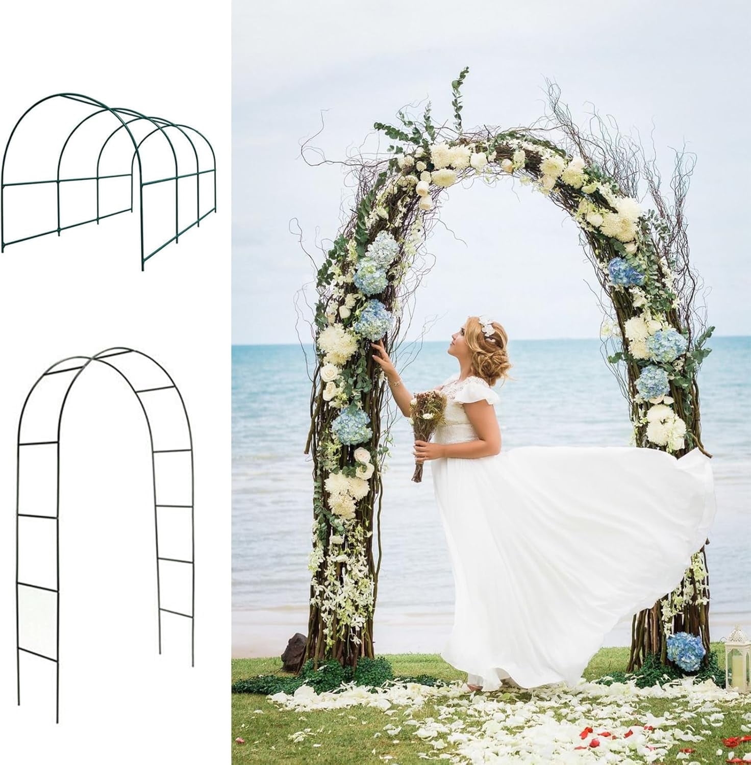 Garden Arch, 7.9ft Metal Wedding Pergola, Outdoor Climbing Plant ...