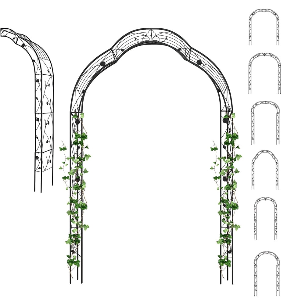 Garden Arch Arbor Trellis, 2 Sides 8.2FT Metal Arbor Archway , Heavy ...