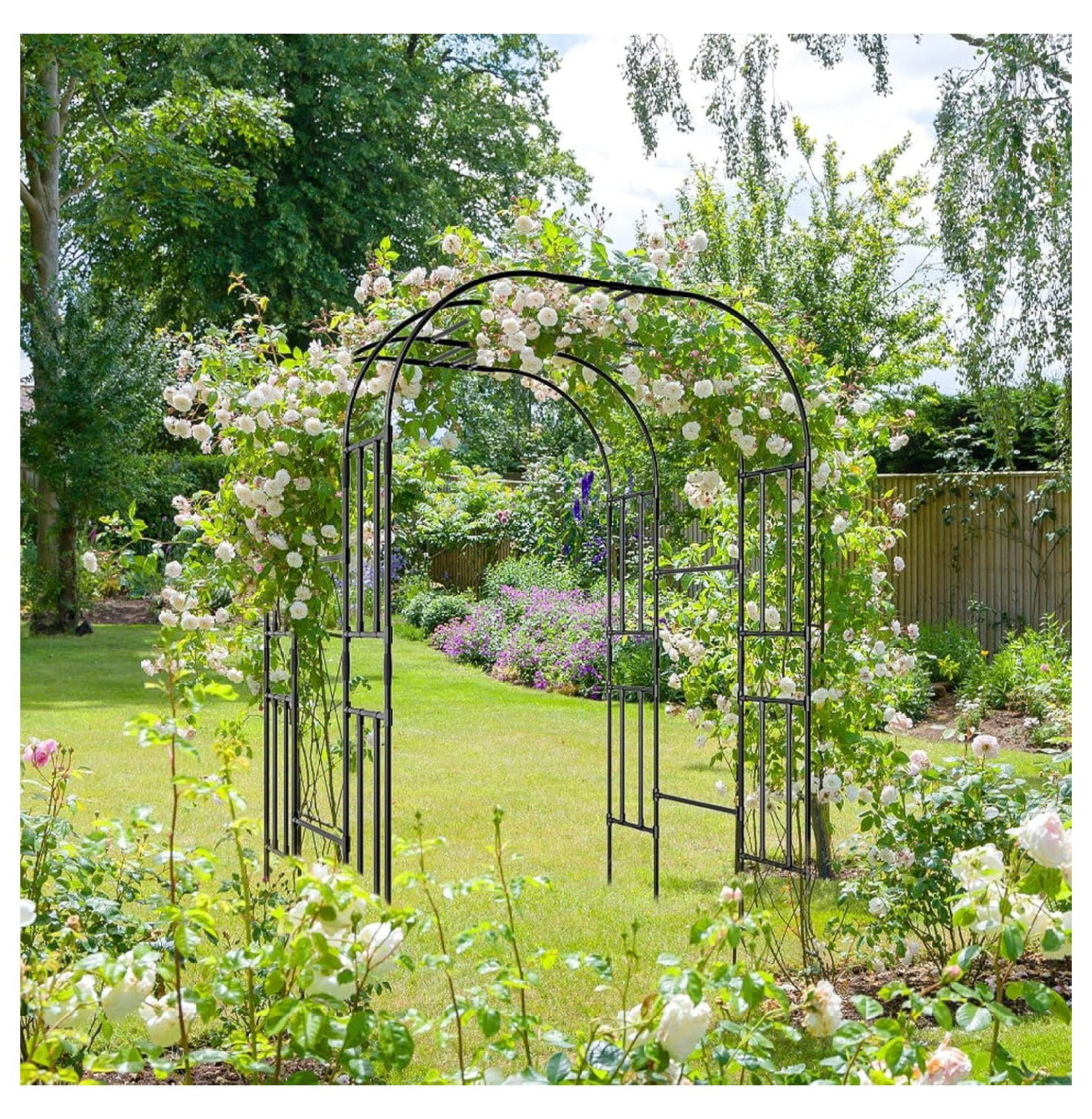 Garden Arch Arbor Trellis, 87" Tall Metal Archway Garden Trellis for ...