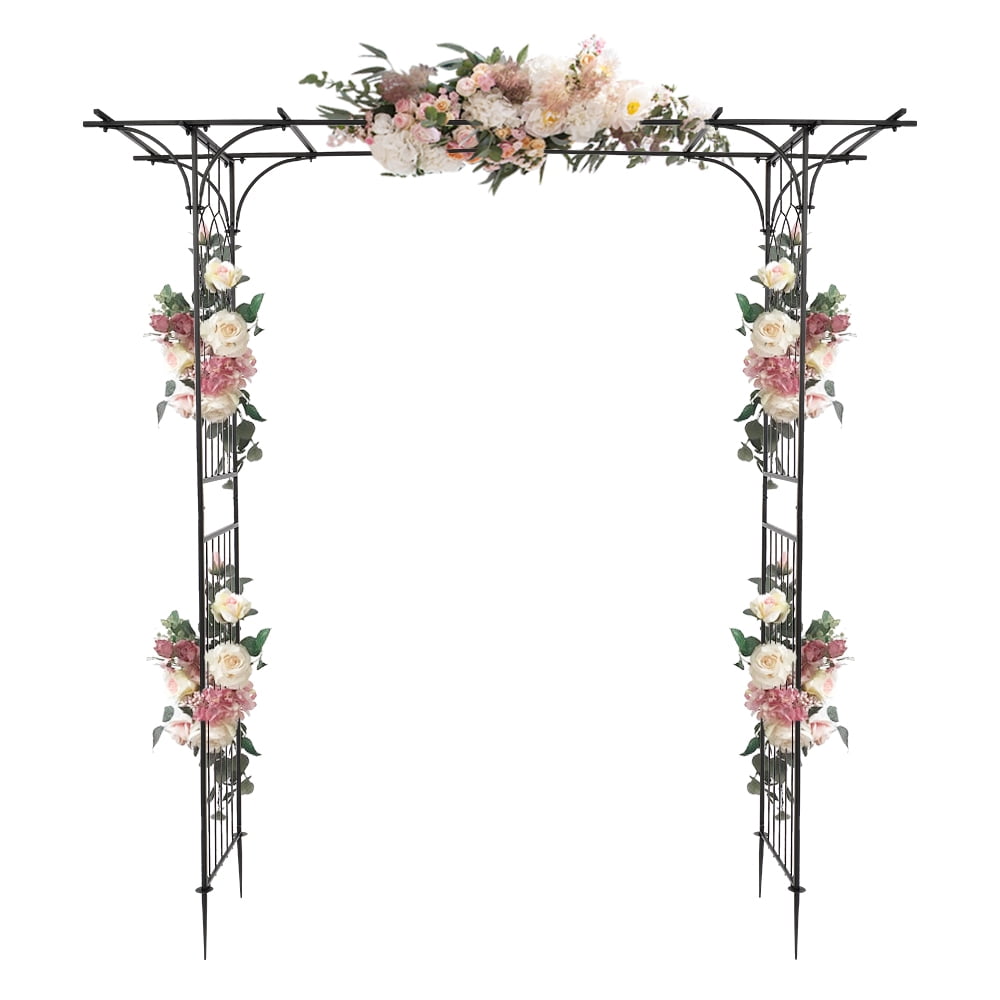 Garden Arch Arbor Trellis, Flat Roof Wrought Iron Arches Plant Climbing ...