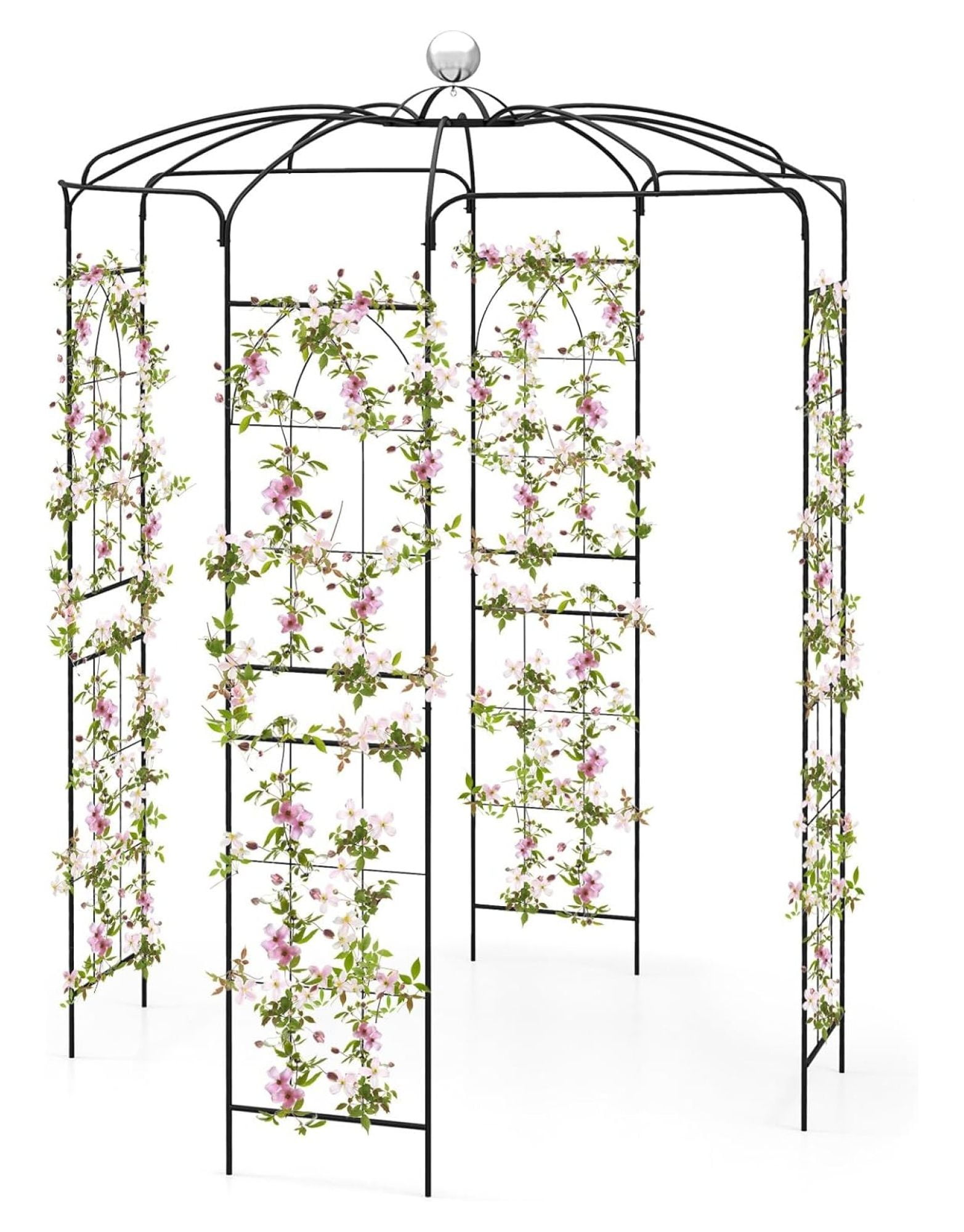 Garden Arch, Birdcage Shape, 81 x 113IN, Heavy Duty Metal Arbor ...