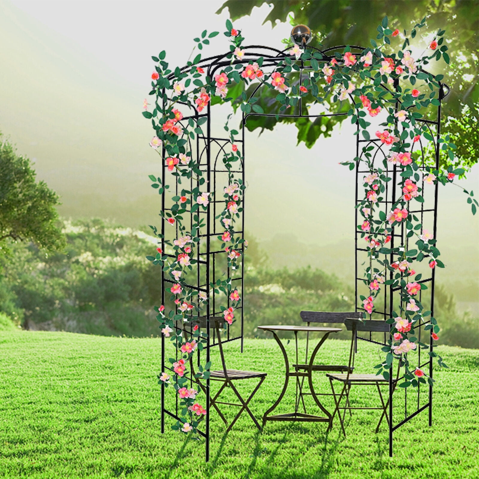 Garden Arch Iron Garden Arbors Gazebo Dia81.3'' X 114.2'' High Birdcage ...