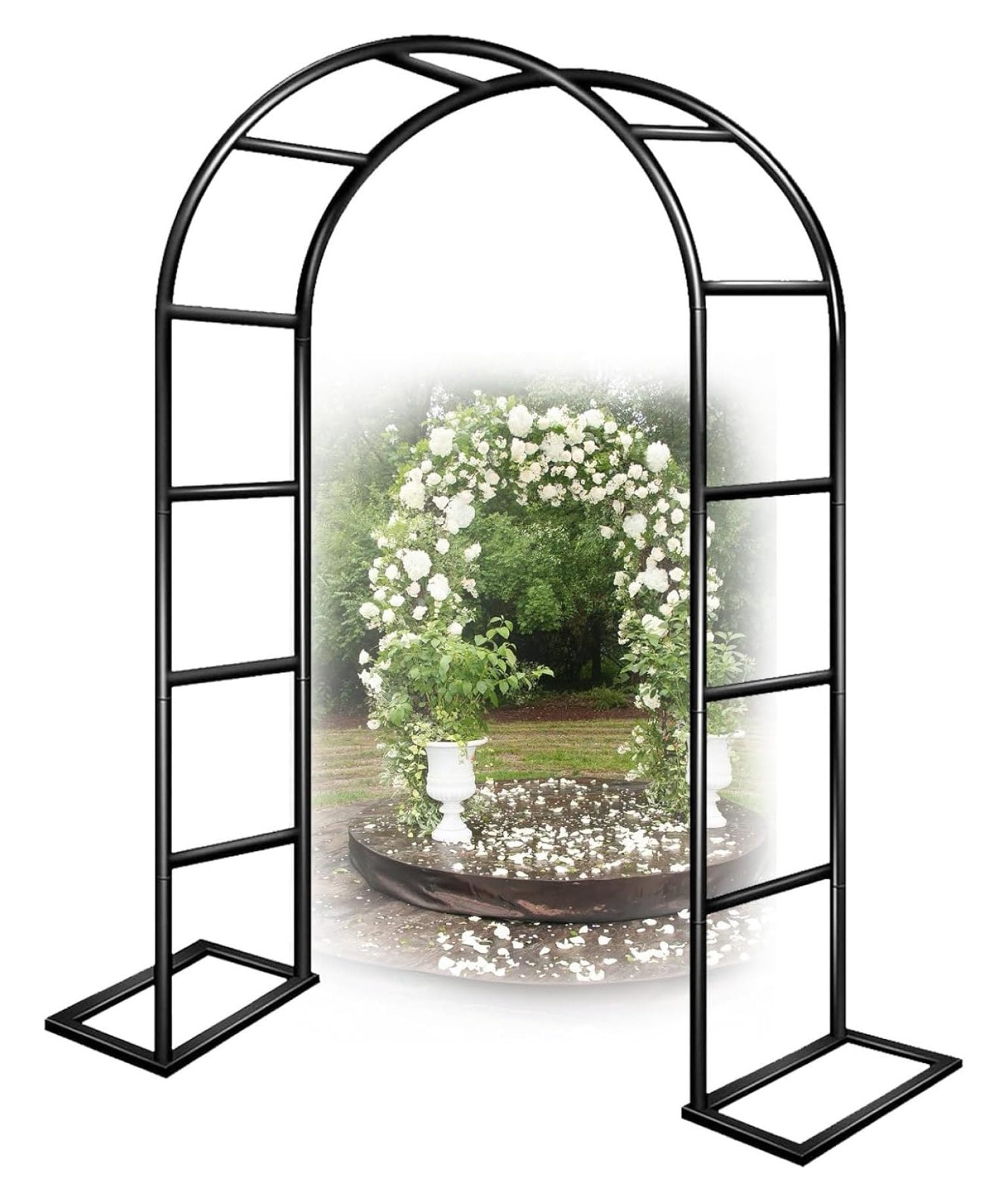 Garden Arch Metal, Black Rose Arch Trellis for Climbing Plants, Weather ...