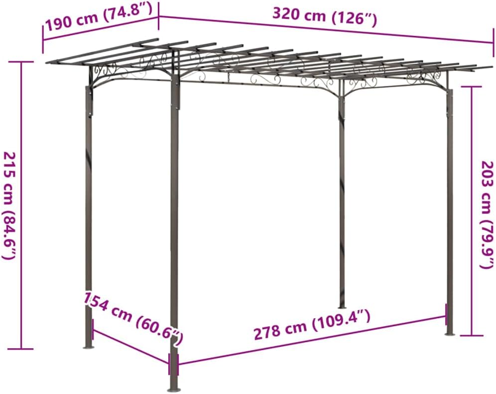 Garden Arch, Steel Frame, Pavilion Shaped, Weather Resistant, Brown ...
