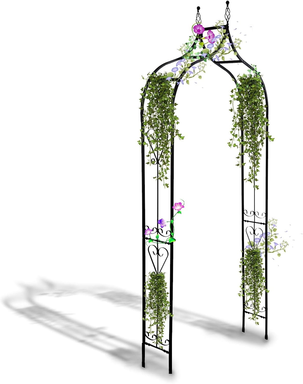 Garden Arch Trellis 14.2" L x 46.5" W x 98.4" H, Black Iron Arbor ...