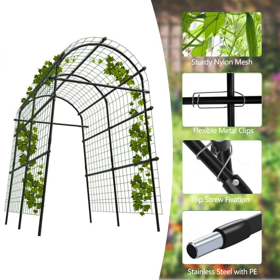 6.5ft Metal Crescent Moon Wedding Arch Plant Climbing Stand Frame Gold ...