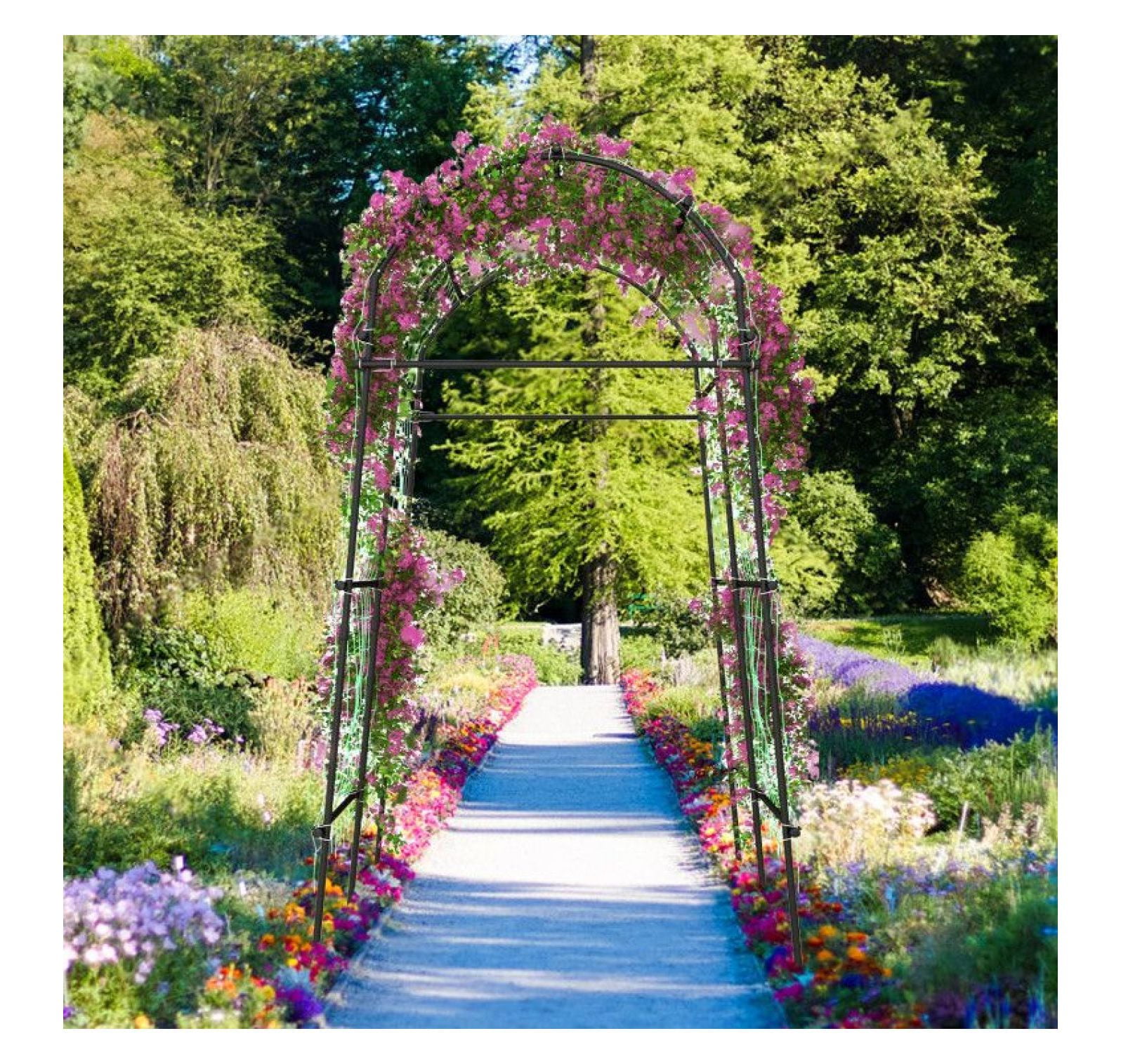 Garden Arch Trellis 7.5ft - PE Coated Metal Plant Climber, Black Arbor ...