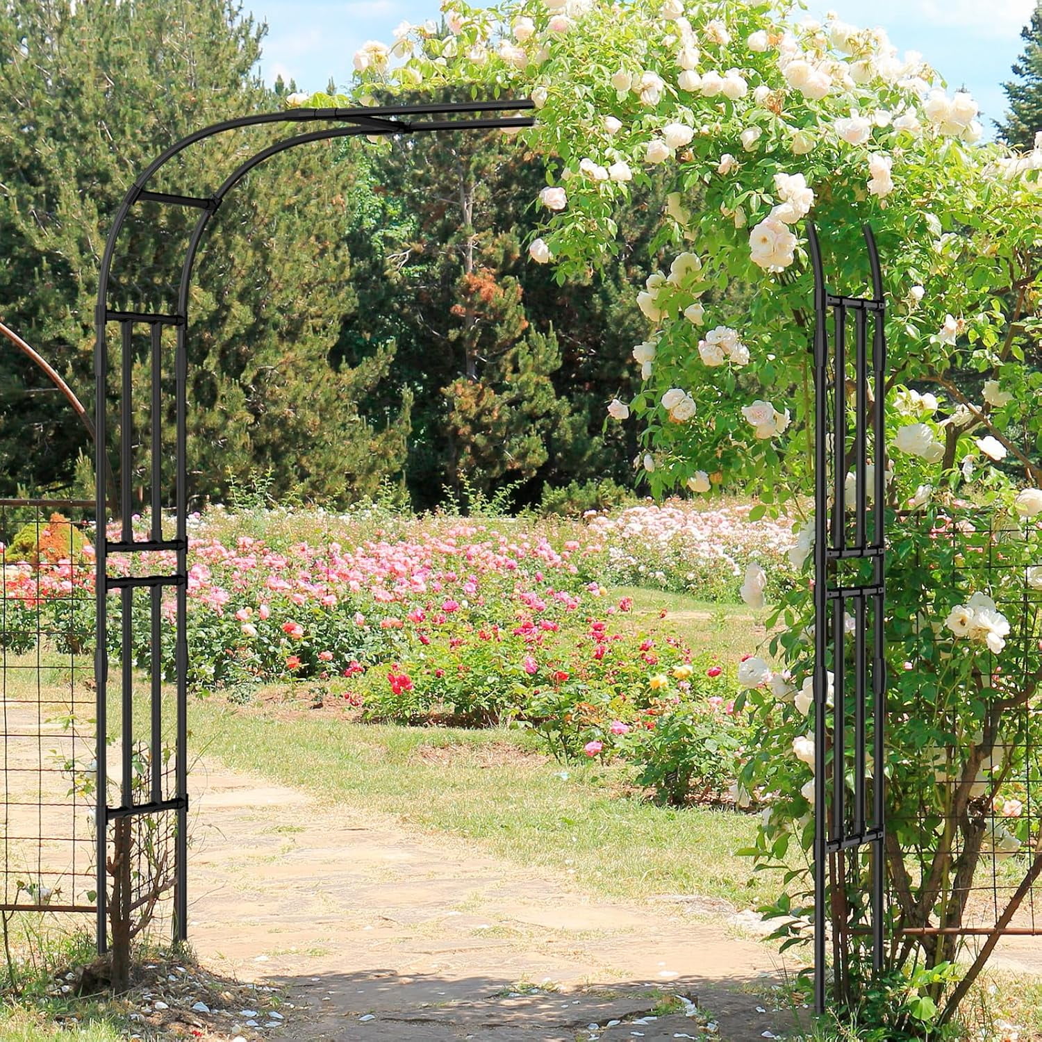 Garden Arch Trellis, 87in H Tall Metal Garden Arbor Trellis for ...