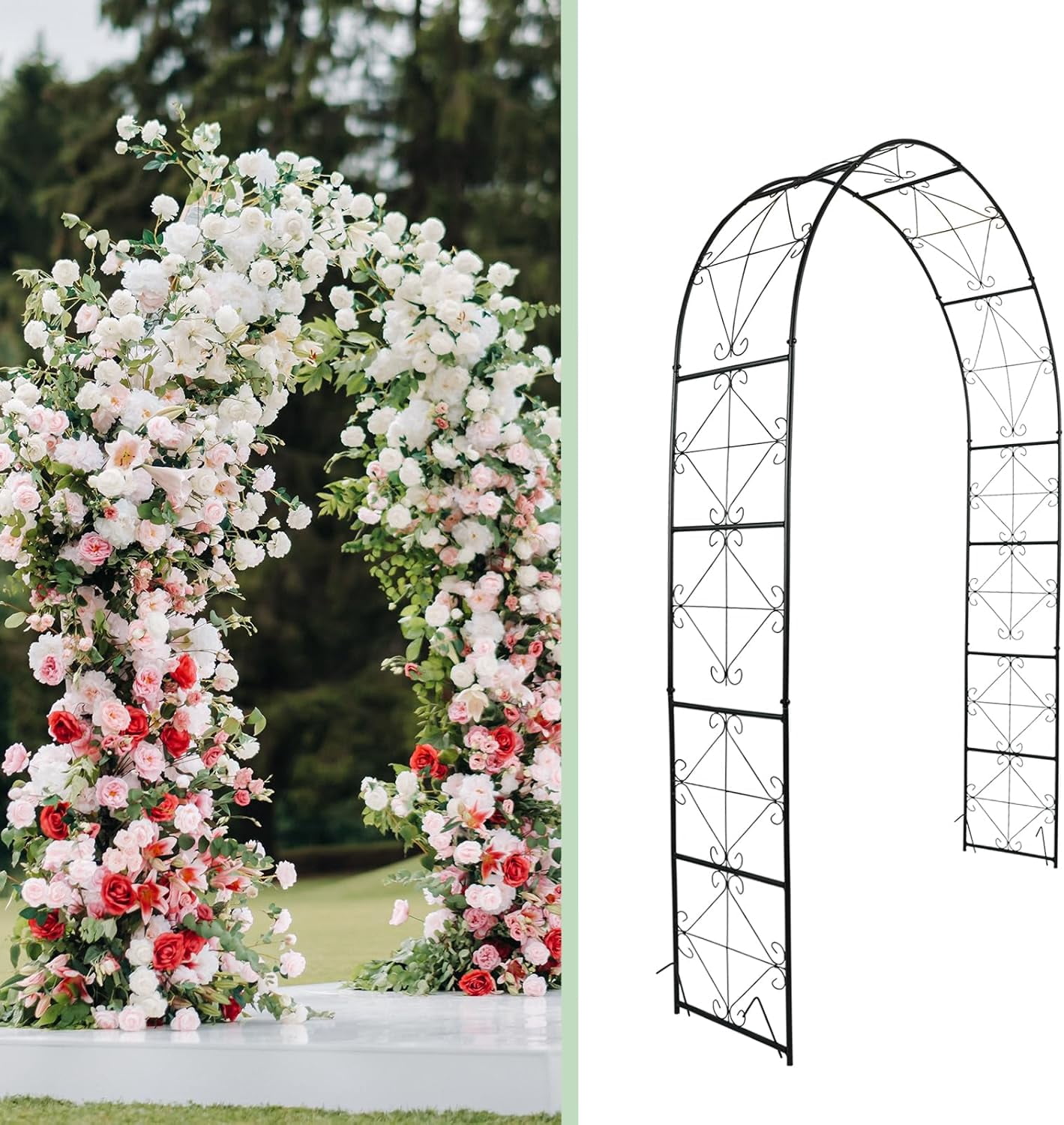 Garden Arch Trellis Arched 7.2'(W) X4.5'(H),Tubular Frame Climbing ...