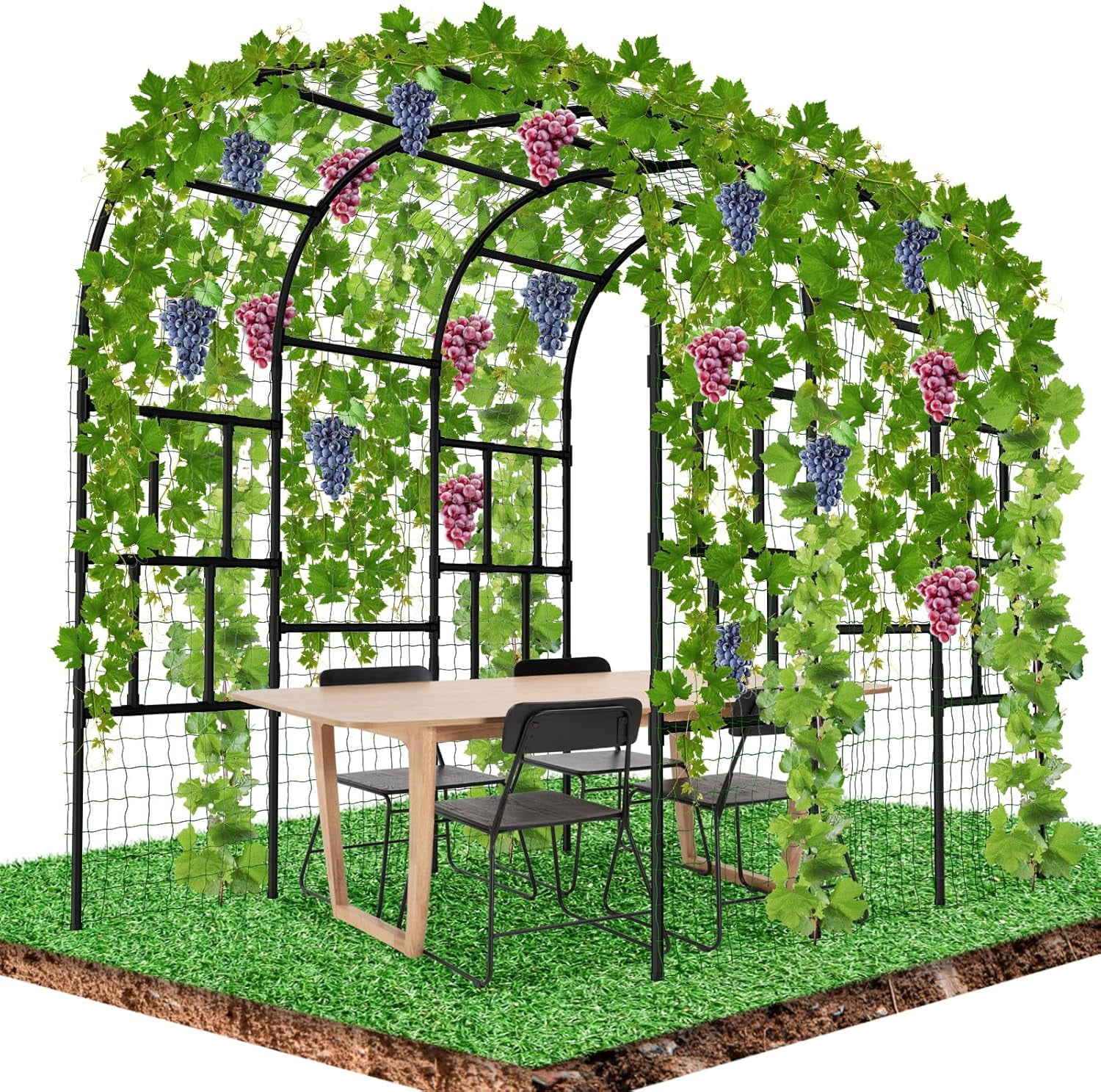 Garden Arch Trellis for Climbing Plants, 87'' H Large Garden Trellis Outdoor Metal Plant Support ...