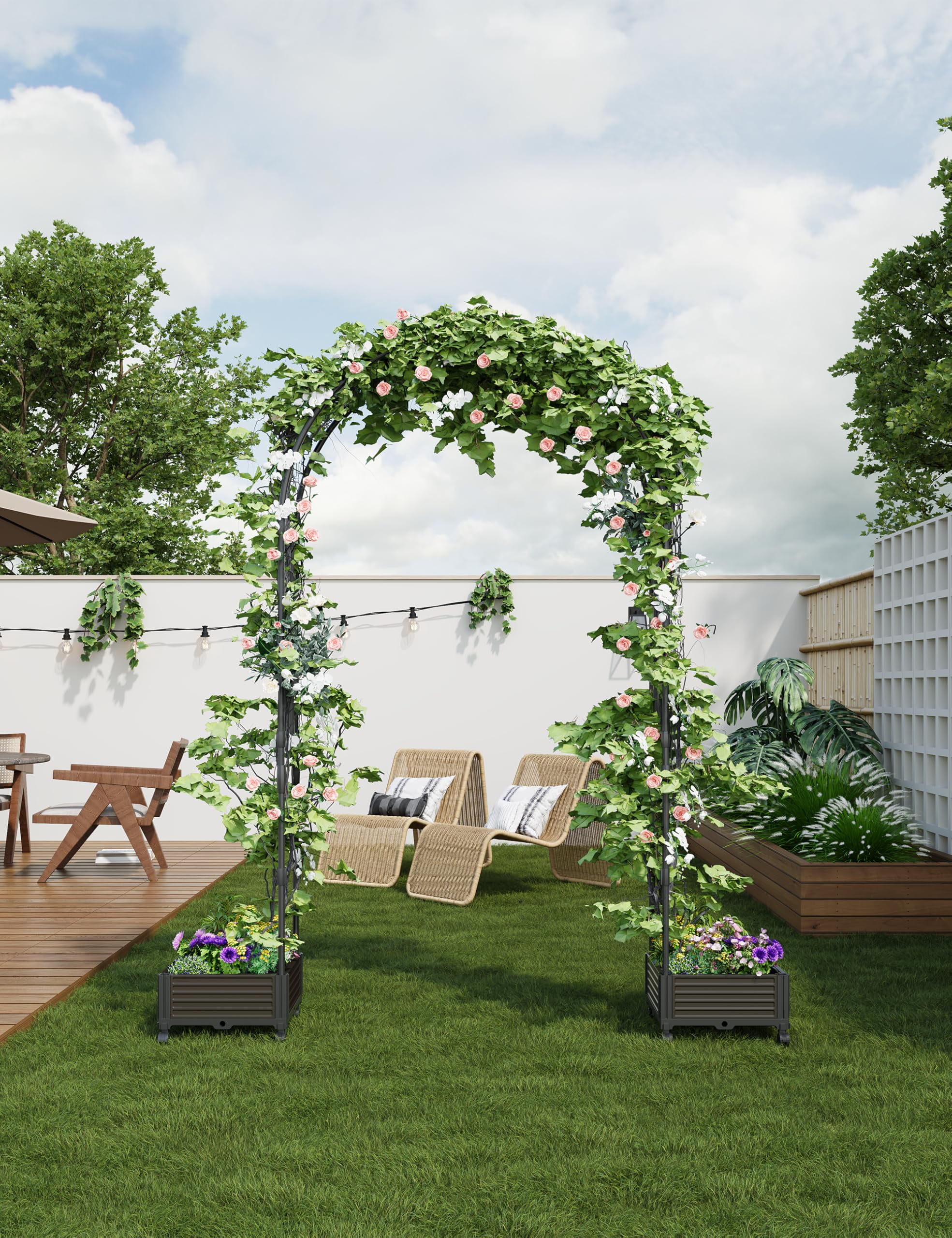 Garden Arch Trellis for Climbing Plants, Metal Garden Arch with ...